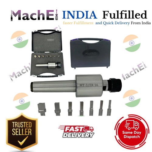 MachEl MT-3 Shank Rotary Broach with ER16 Adaptor & 7 Square Broaches ...