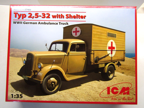 ICM 1:35 Scale Typ 2,5-32 with Shelter WWll German Ambulance Model Kit ...