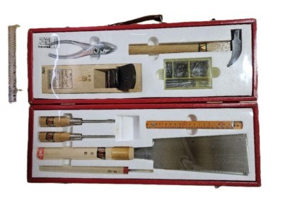 Japanese Kakuri Carpenter Tool set Hand plane hand saw etc With case ...
