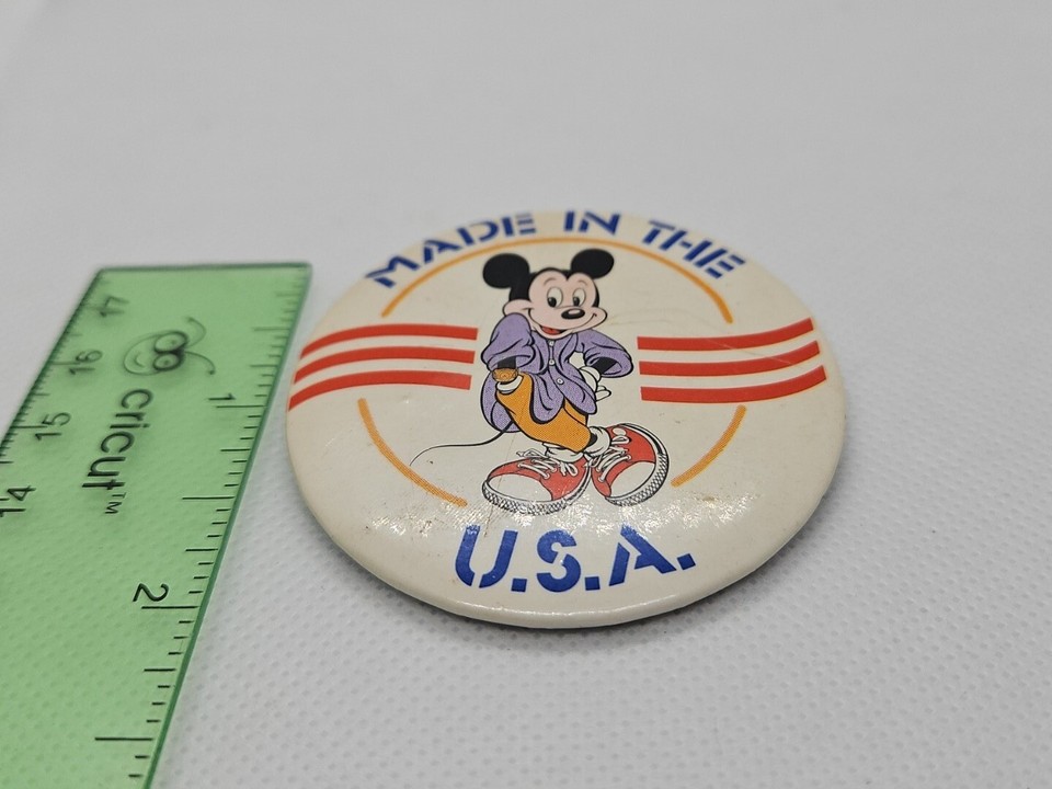 Mickey Mouse Made in the USA Pinback Button 1986 2 1/4 Inch Disney | eBay