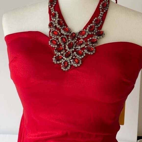 Womens Red Formal Evening Wedding Bridal Party Prom Dress Long Maxi ...