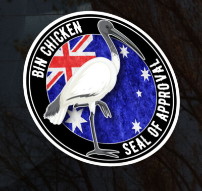 BIN CHICKEN FUNNY AUSSIE STICKER SEAL OF APPROVAL AUSTRALIA 100mm x ...