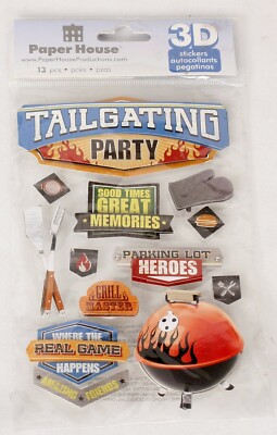 Paper House 3D Scrapbooking Sticker Set 13 Pcs Tailgating Party Football Sports | eBay