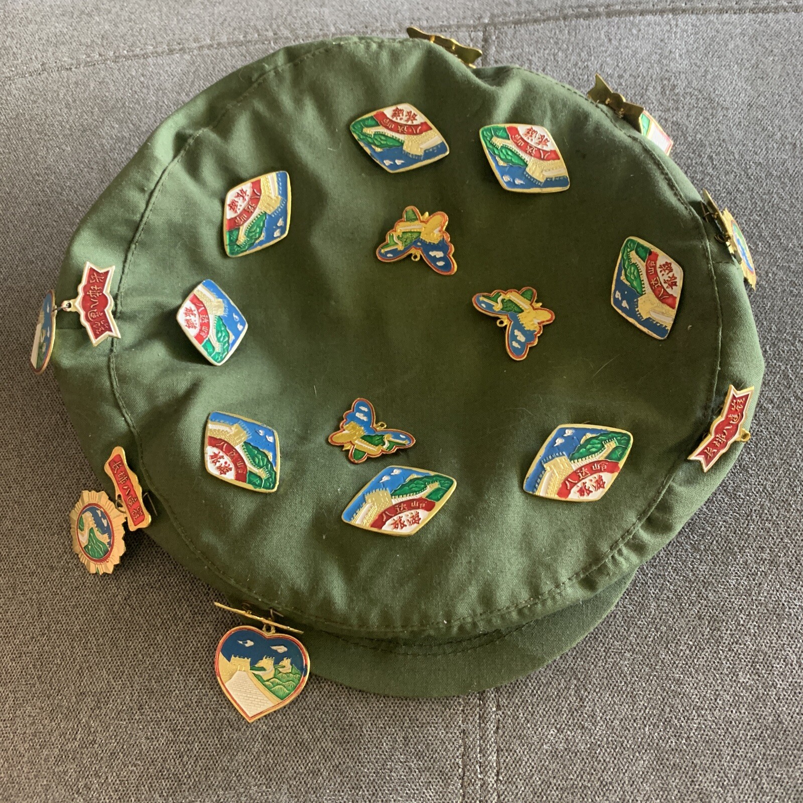 Surplus Chinese PLA Army Type 65 Green Hat Cap with 17 Great Wall Of ...