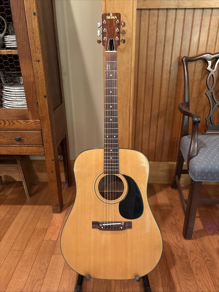 Japan SIGMA DM5 ACOUSTIC DREADNOUGHT Solid Spruce Top Adjustable Bridge ...