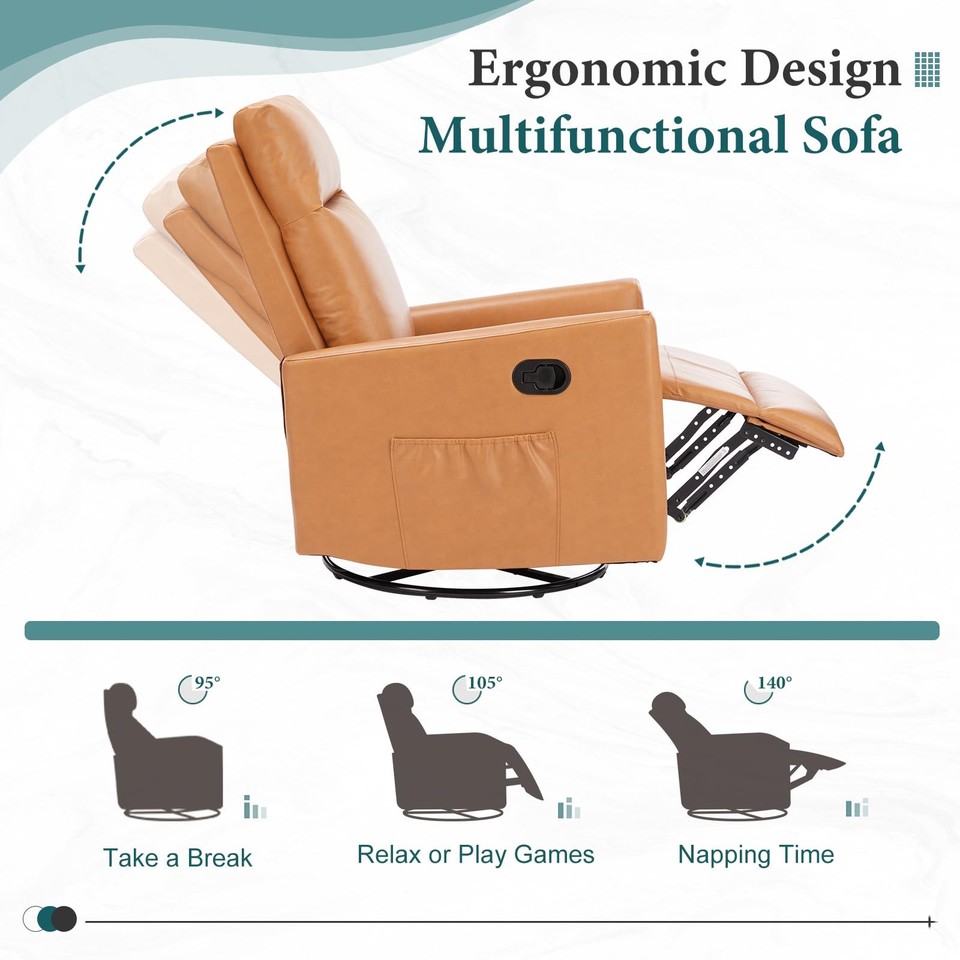 Recliner Chair, 360 Swivel Rocker Chair for Adults, Glider Rocker ...