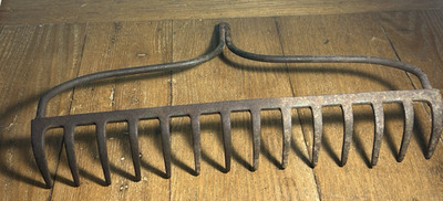 Vintage rustic 14 tine Rake Head 14" decor wall-hanger mancave garden ...