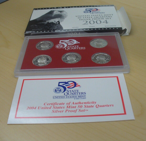 2004 S Silver US MINT PROOF State QUARTERS SET W/COA 5 COINS | eBay