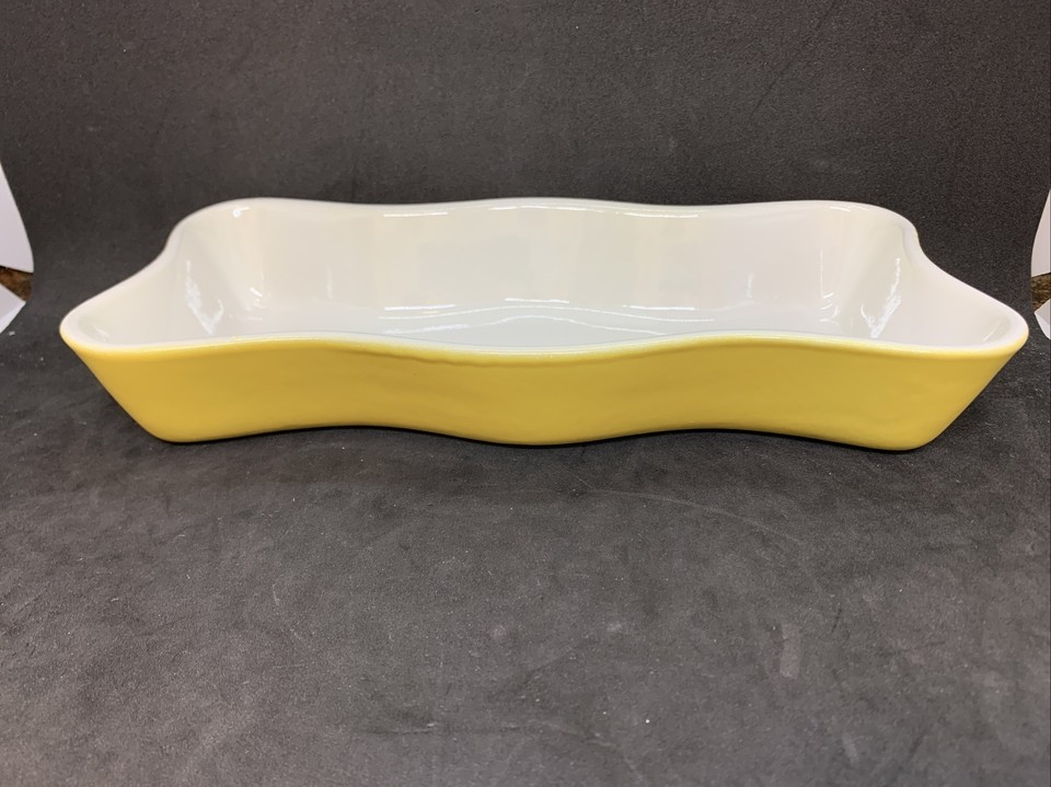 Cerutil Stoneware Casserole Baker Yellow and White 10 x 5 x 1.75 ...