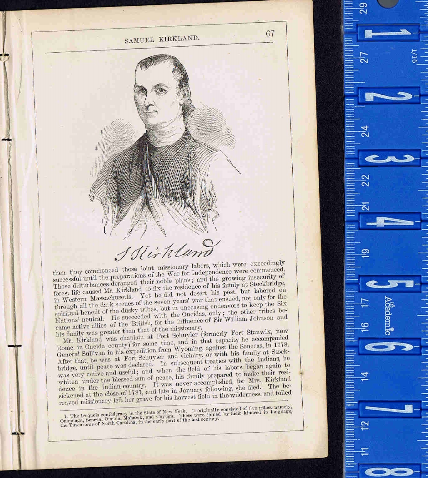 Samuel Kirkland-Presbyterian minister -1855 Page of History w/ Engraved ...