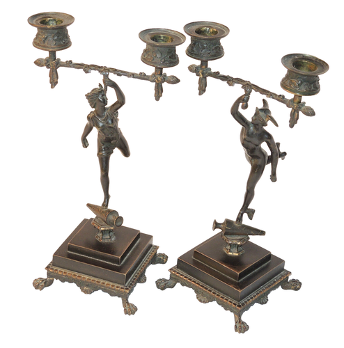 19th c. Antique Bronze Sculpture Statue Candelabra Hermes & Astraea ...