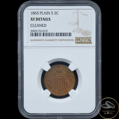 1865 Plain 2 Cents NGC XF Details 2C Two Cent Piece | eBay