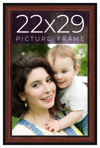 22x29 Frame Executive Brown Round Mahogany Finish Solid Wood Picture ...