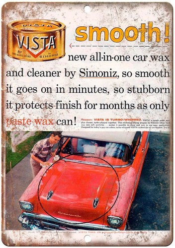 Simoniz Vista Auto Paste Car Wax Reproduction Metal Sign A192 | eBay