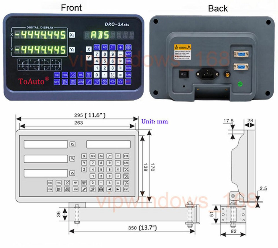 2 Axis 3 Axis DRO + Linear Scales Digital Readout Kit for Milling Lathe ...