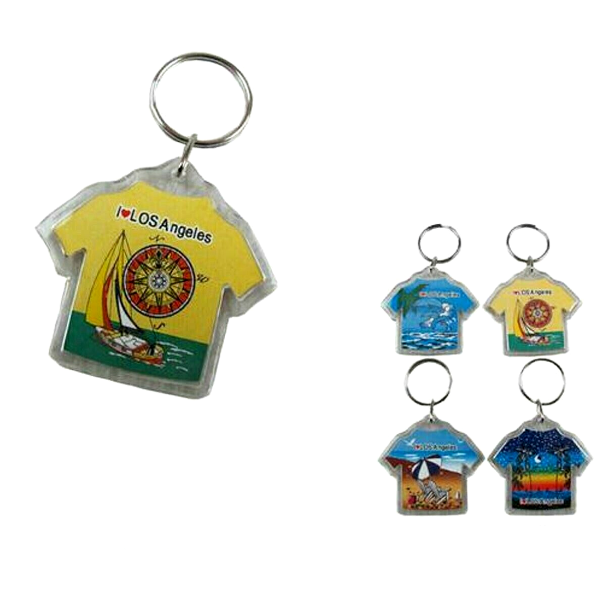4 pcs California Los Angeles Shirt Shaped Acrylic Clear Keychain Key ...