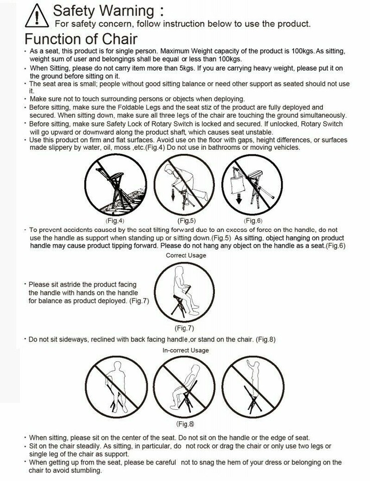 NEW TA-DA Chair Folding Aluminum Cane Chair Portable Walking Stick TADA ...