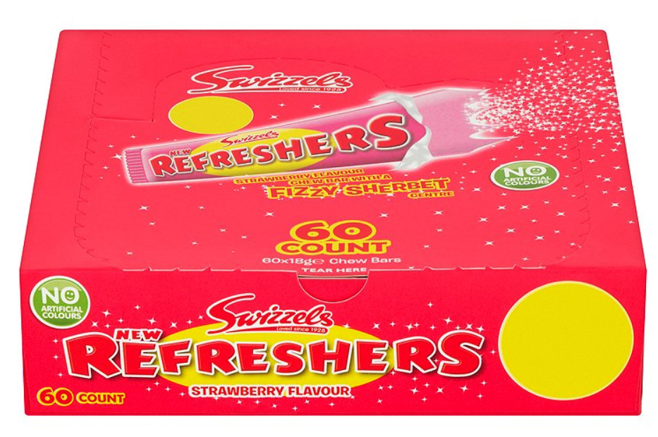 Swizzels Box Of 60 Refreshers Strawberry / Original / Lemon Chew Bars ...