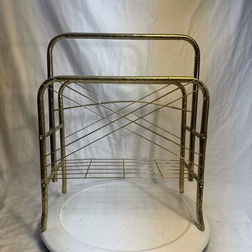 Vtg Brass Bamboo Magazine Rack Record Book Holder Gold Hollywood ...