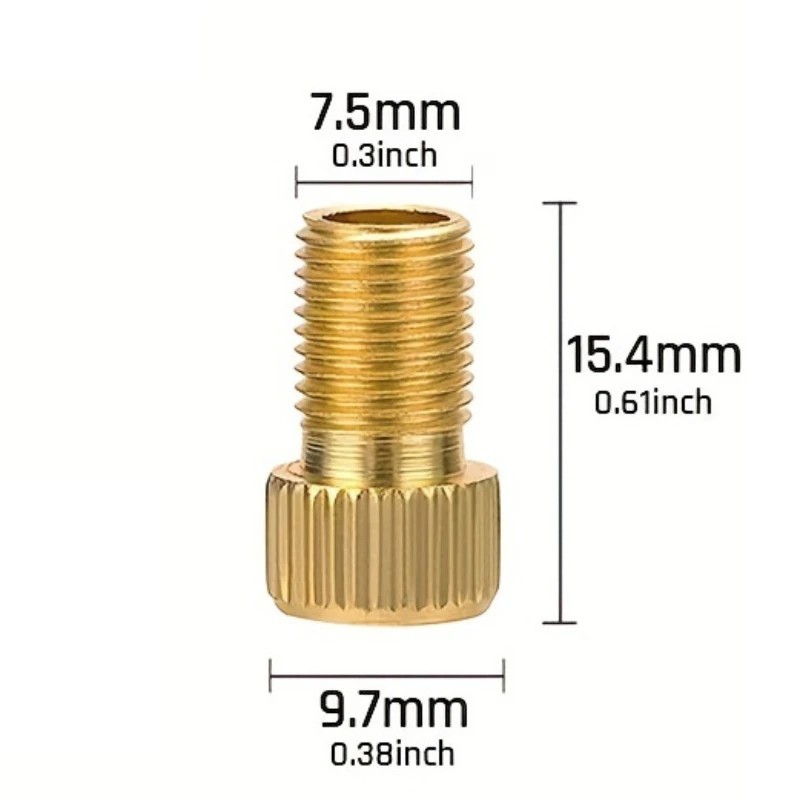 2 x BRASS ADAPTOR PRESTA TO SCHRADER BICYCLE VALVE CONVERTER BIKE PUMP ...
