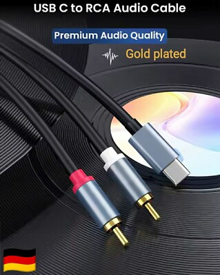 USB-C auf Chinchkabel 2x RCA Cinch Stecker Audio📀Stereo Y Splitter ...