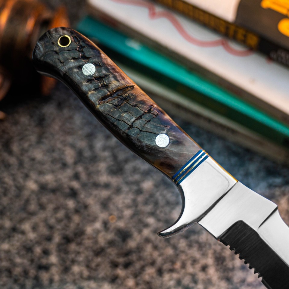 10.5" WILD BLADES CUSTOM HANDMADE HUNTING KNIFE COMBAT ANTLER BLADE ...