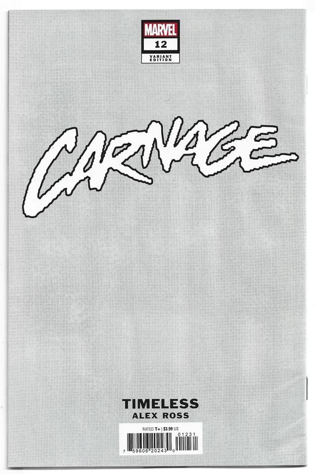 Carnage #12 :100 Alex Ross Sketch Timeless Variant Hela Marvel 2022 VF ...