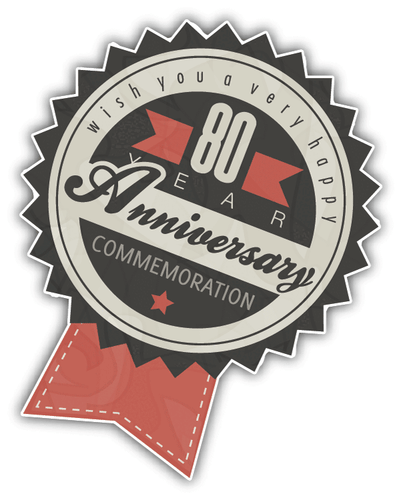 Anniversary 80 Eighty Year Commemoration Label Car Bumper Sticker Decal ...