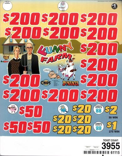Pull Tab Tickets - Chip Tickets - Game - Funny Farm | eBay