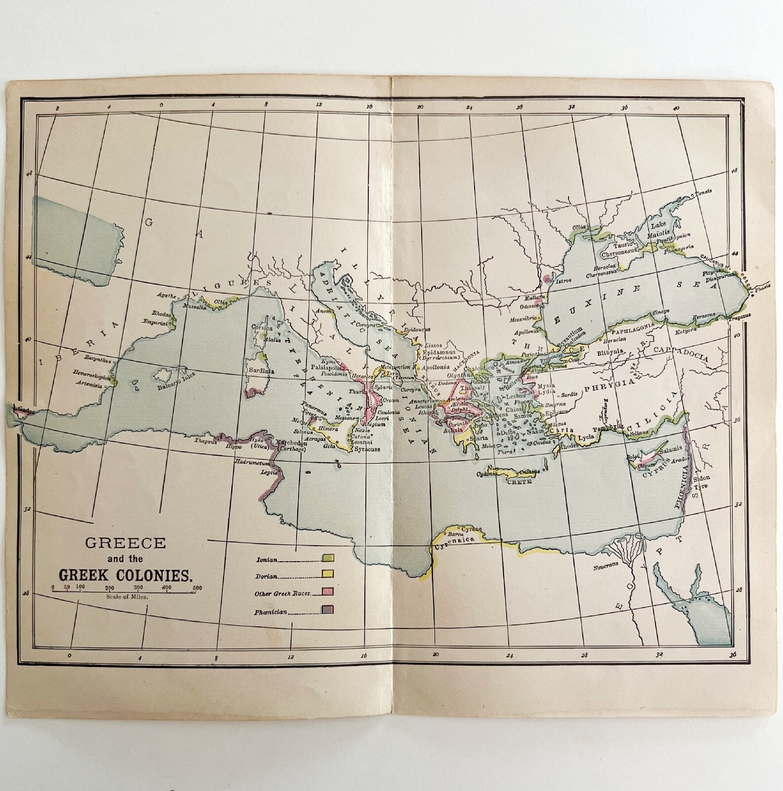 Greece And The Greek Colonies Map Print 1893 Victorian Mythology ...