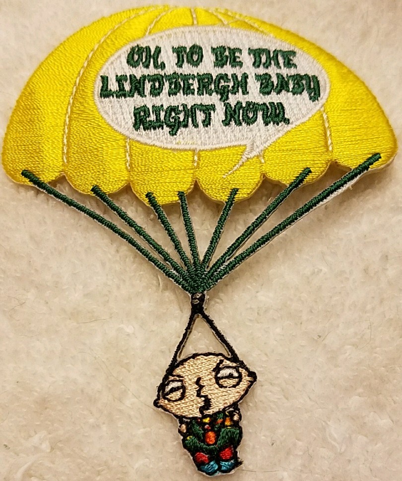 FAMILY GUY PATCH SEW IRON ON STEWIE TO BE THE LINDBERG BABY RIGHT NOW 3 ...