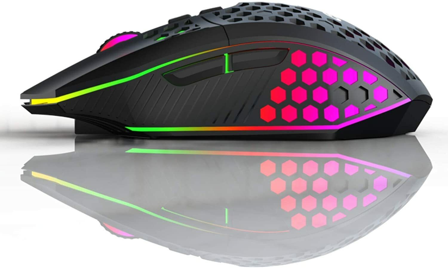 Honeycomb Wireless Gaming Mouse Rainbow LED Rechargeable Lightweight PC ...
