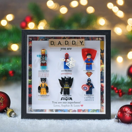 Dad Daddy Superhero Minifigures Personalised Gift Frame (6 Fathers Day ...