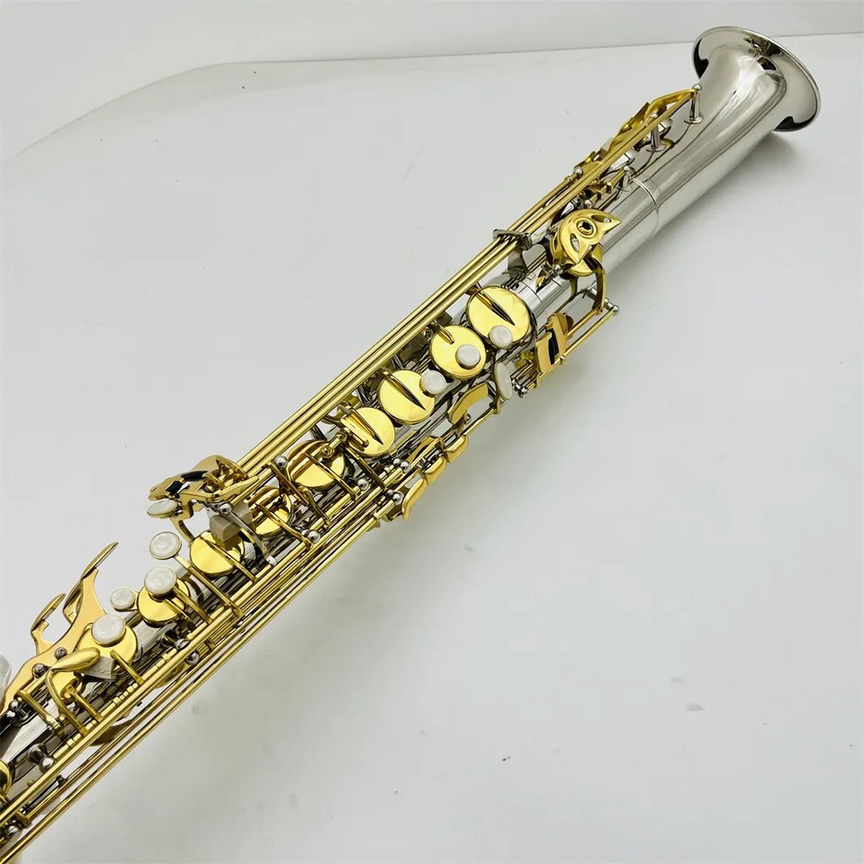Alto Saxophone Straight Tube Brass Plated Eb Tune Professional Sax with ...