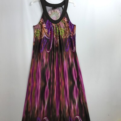 New Directions Dress Womens XL Floral Shift Paisley Pink Brown Casual ...