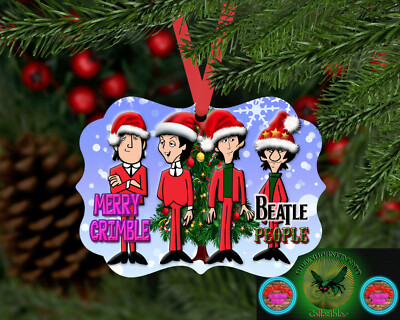 Beatles Cartoons Red Aluminum Benelux 2 Sided Christmas Tree Ornament w ...