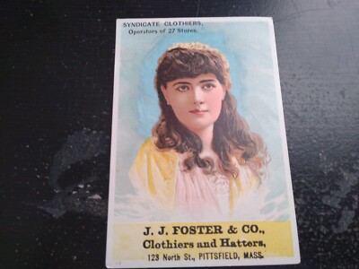 J J Foster Co Syndicate Clothiers Hatters Pittsfield MA Victorian Ad ...