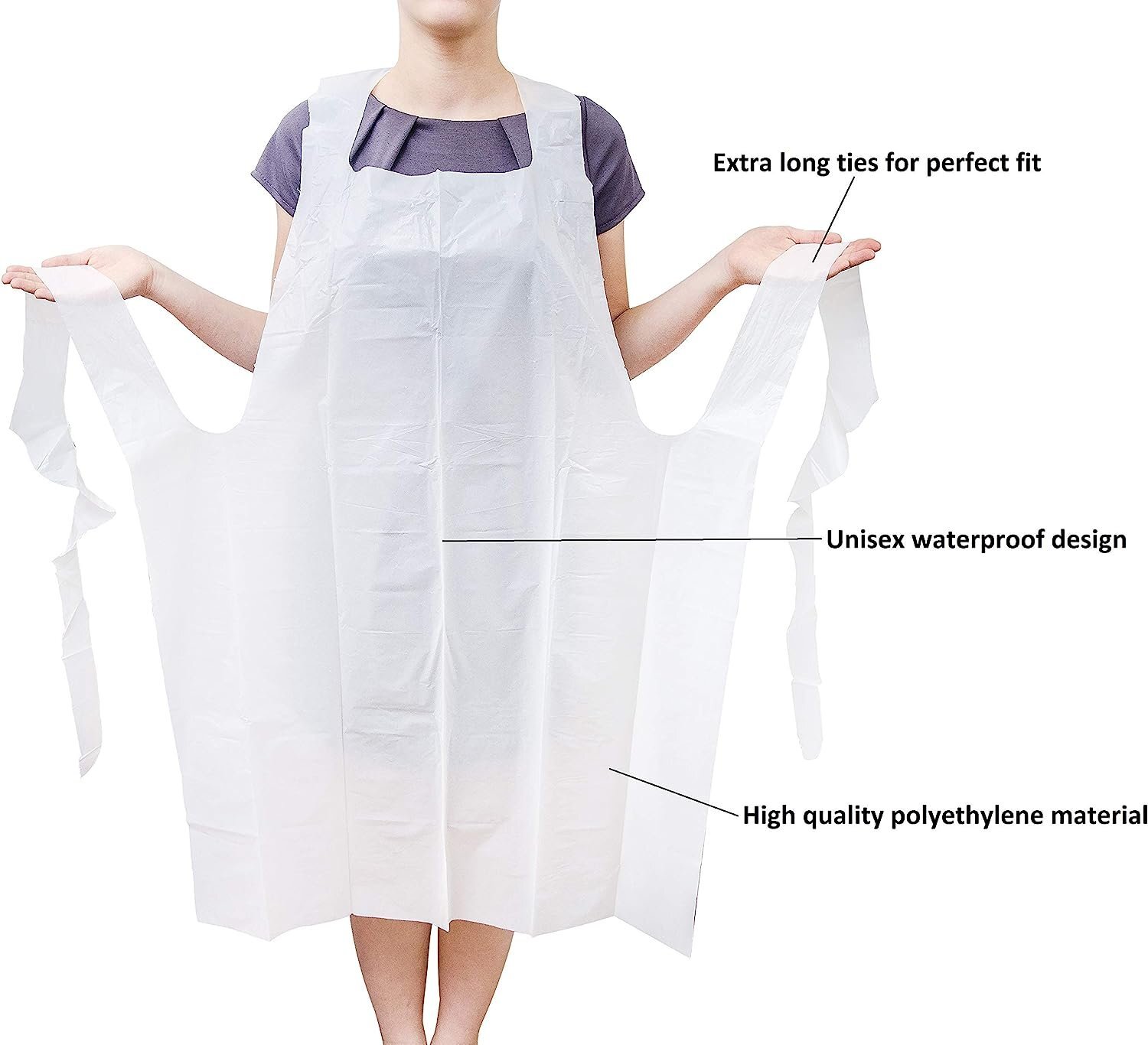 1000 White Apron Waterproof Polyethylene Plastic Apron 28x46 - 2 Mil ...