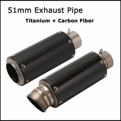 Exhaust Muffler Pipe Motor Carbon Slip-on Titanium 51mm ATV Fits For ...