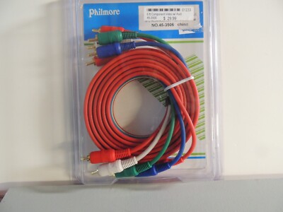 5 RCA 6 ft Component Cable ~ 5 RCA to RCA Multicolor Audio and Video HD ...