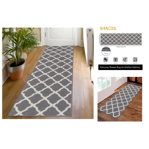 Elegant Trellis Pattern 2x7 ft Carpet Runner – Waterproof & Easy to ...