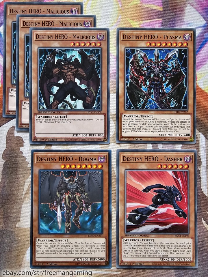 Yugioh Aster Phoenix Destiny Hero Deck 47 Card Fusion Malicious Plasma ...