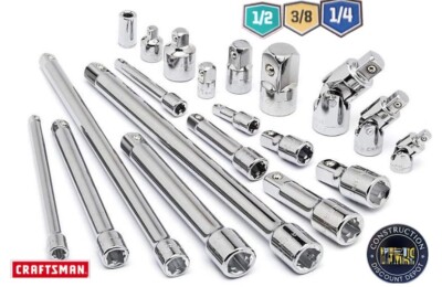 CRAFTSMAN 20 PC DRIVE TOOL ACCESSORY SET EXTENSIONS UNIVERSAL JOINTS ...