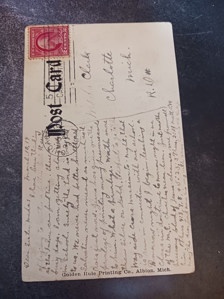 1914 postcard The Beautiful Life religious poem Golden Rule Printing ...
