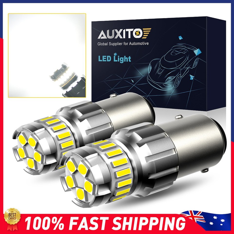 2x 1157 BAY15D White LED DRL Turn Brake Siganl Stop Light Bulbs Globe ...