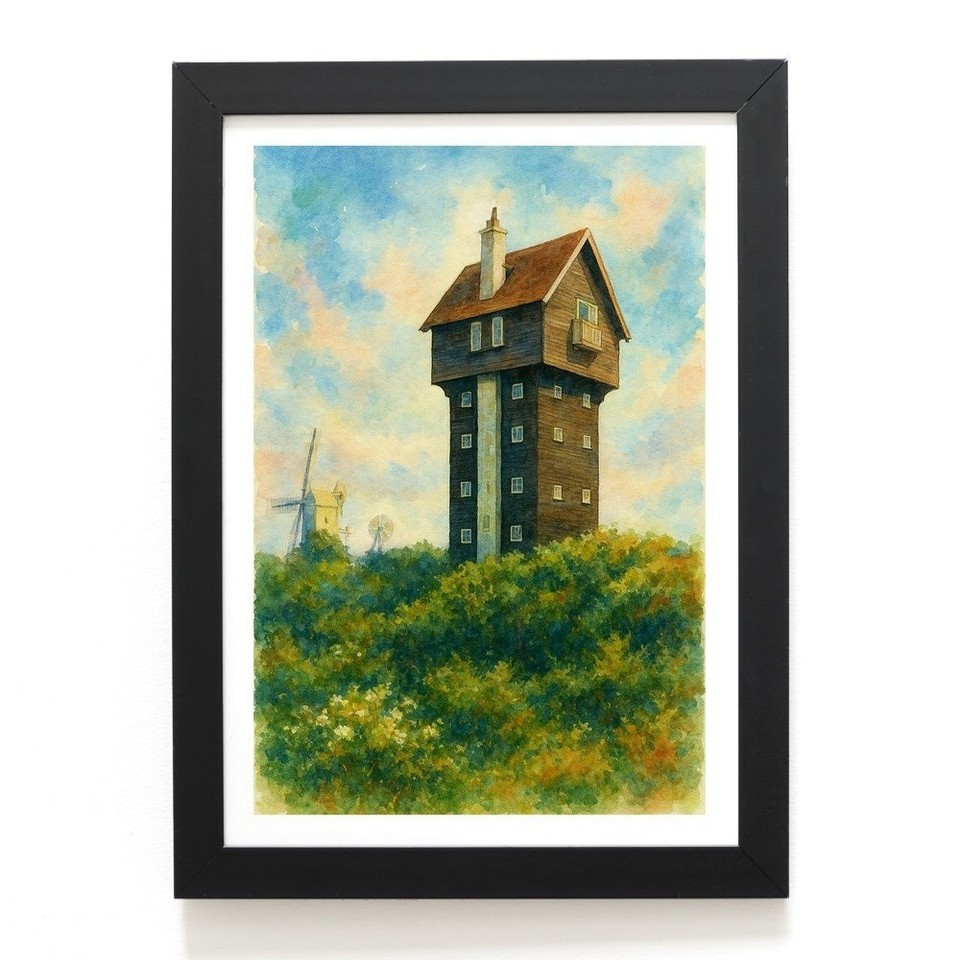 A3 PRINT - The House in the Clouds, Thorpeness - Vintage Art Style ...