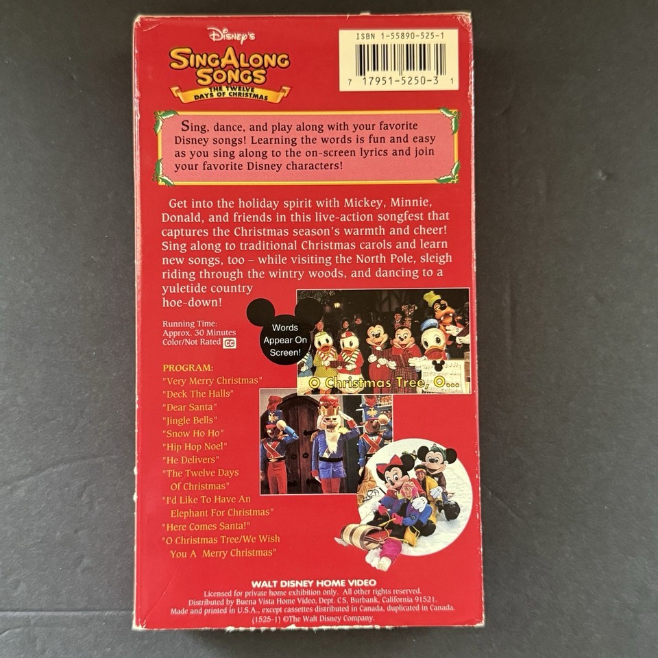Disney's Sing Along Songs - Volume 12, The Twelve Days of Christmas VHS ...