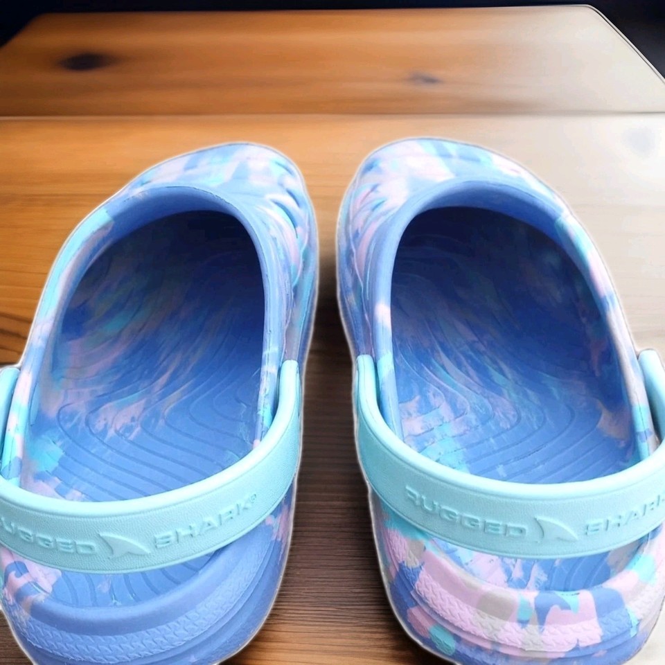 Rugged Shark EVA Molded Comfort Clogs Tye Dye Blue Big Girls sz 5 ...