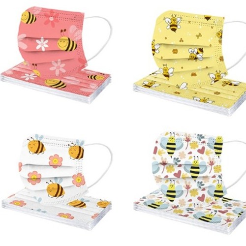 Cute Bees Adult Disposable Face Masks (8) Pair Ear Guards-Flu Season Is ...