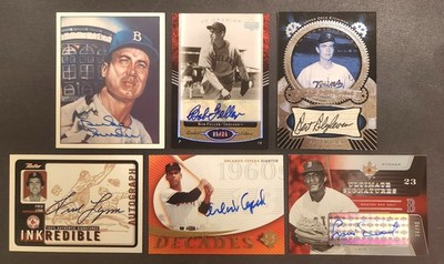 GROUP of FIVE Autographed Signed Baseball Cards Includes Hall of Fame ...